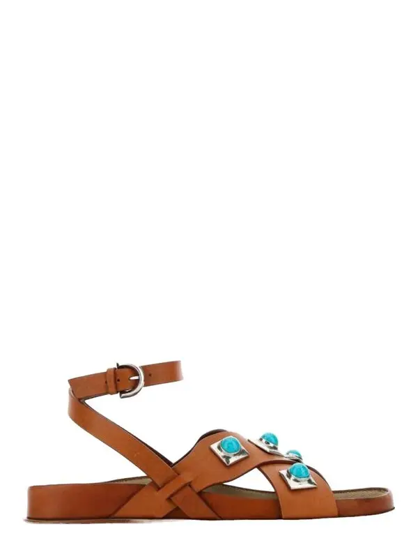 Etro Crown Me Leather Sandals - Brown