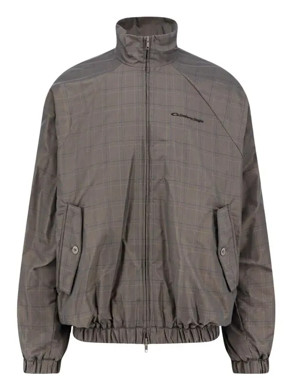 Balenciaga Checked Zip-up Jacket - Greyblue