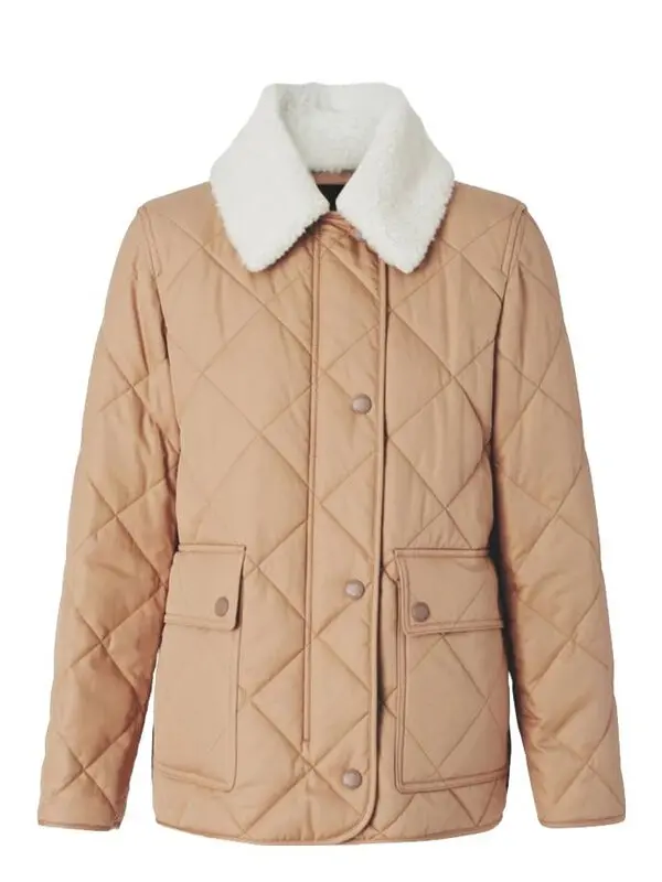 Burberry Diamond-quilted Jacket With Removable Collar - Nude