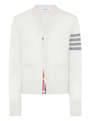 Thom Browne V-neck 4-bar Cardigan - White