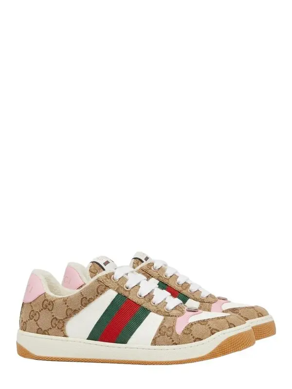 Gucci Screener Panelled Low-top Sneakers - Beige And Dark Brown