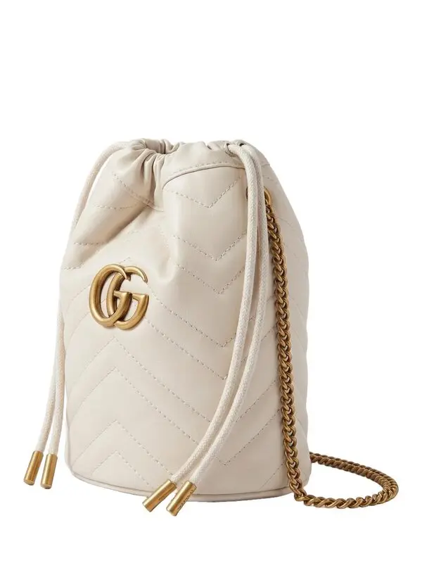 Gucci Gg Marmont Mini Quilted Bucket Bag - White
