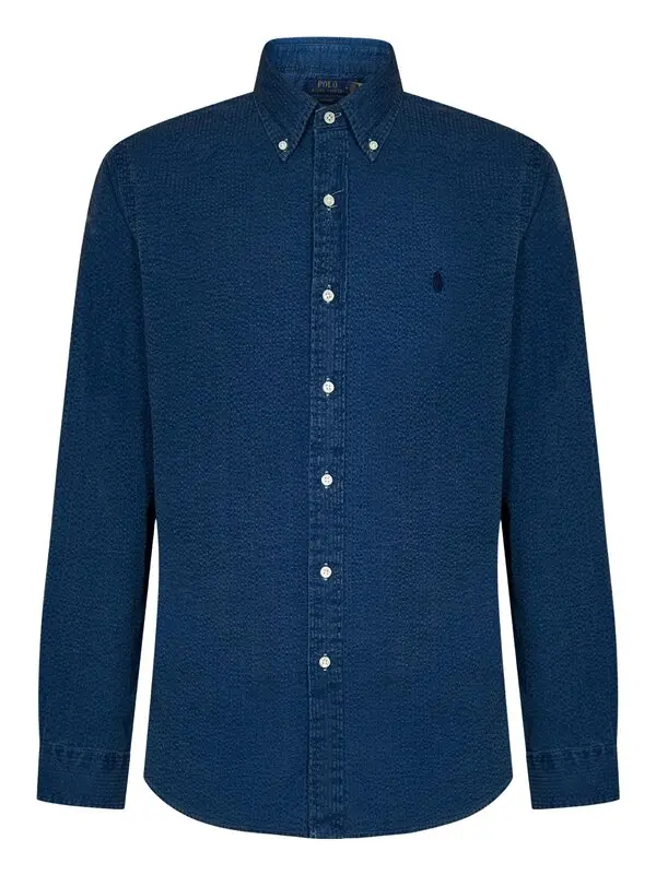 Polo Ralph Lauren Logo Embroidered Corduroy Shirt - Blue