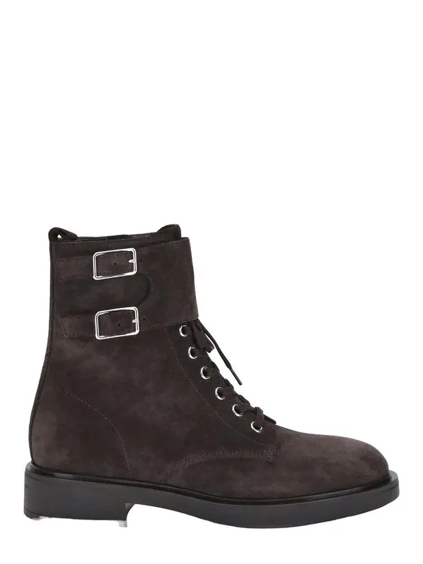 GIANVITO ROSSI Suede Lace Up Boots - Black