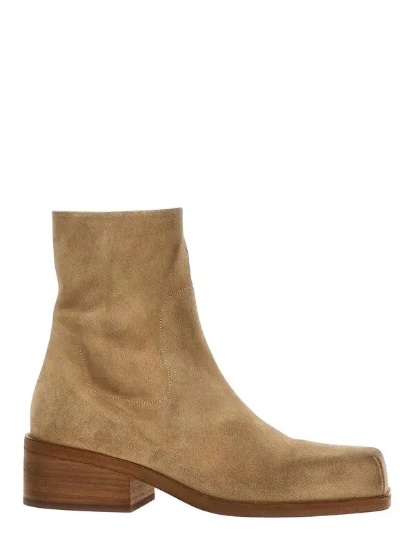 Marsèll Cassello Square Toe Ankle Boots - Beige