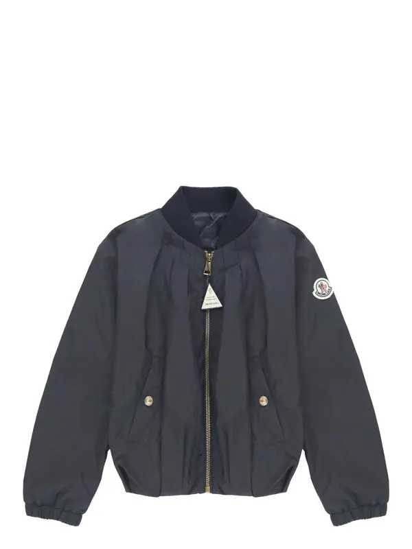 Moncler Logo Patch Zipped Bomber Jacket - Black
