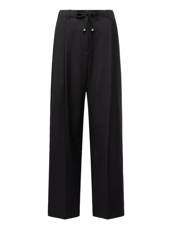Moncler Wool Gabardine Tailored Trousers With Drawstring Waist - Black