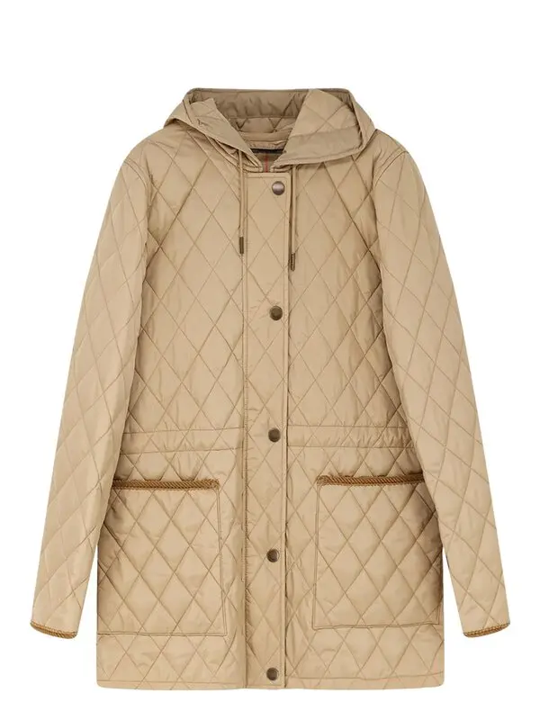 Burberry Quilted Hooded Coat - Nude