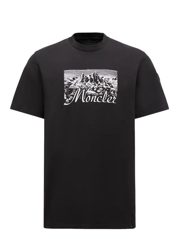 Moncler Logo Printed Crewneck T-shirt - Black
