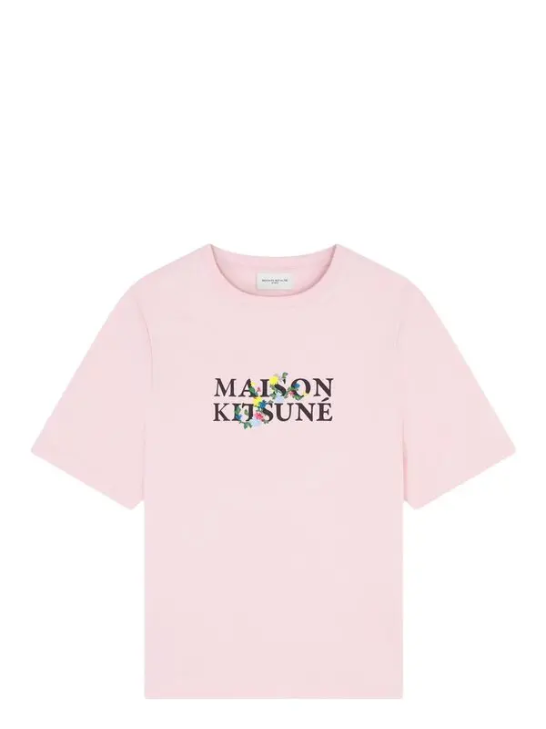 Maison Kitsuné Logo Printed Crewneck T-shirt - Pink