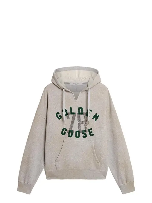 GOLDEN GOOSE Logo Embroidered Drawstring Hoodie - Gray