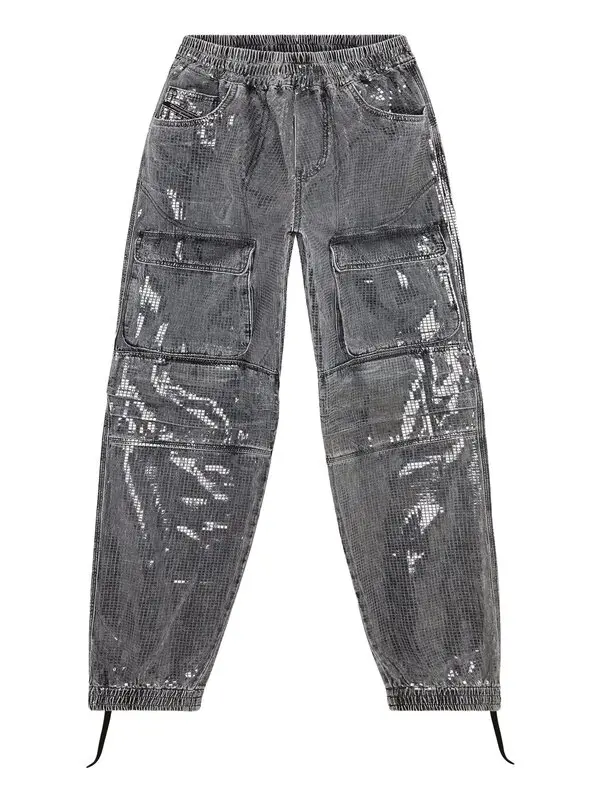 DIESEL® D-mirt Straight-leg Cargo Jeans With Oversized Tooling Pockets - Gray