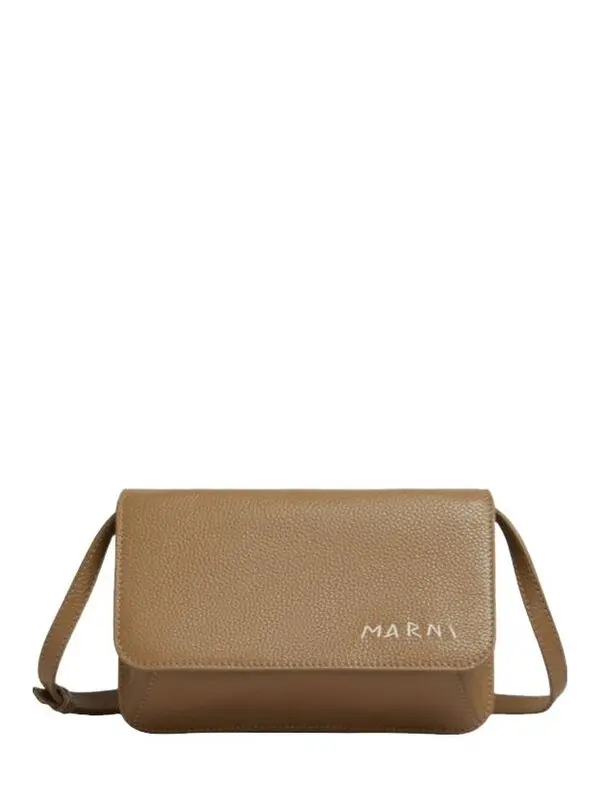 Marni Textured Leather Shoulder Bag - Brown
