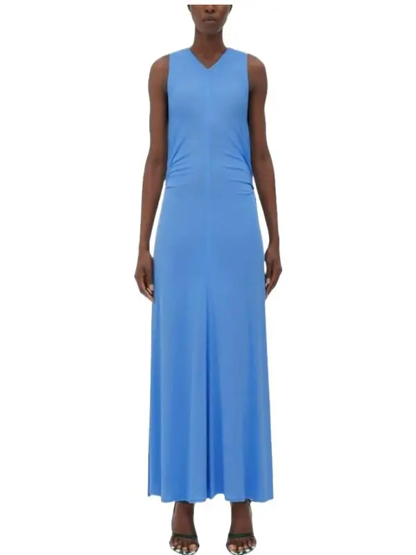 Bottega Veneta Viscose Jersey Long Dress With Knot Ring - Blue