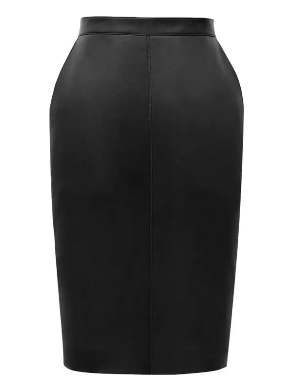 Saint Laurent Cassandre Leather Pencil Skirt - Black
