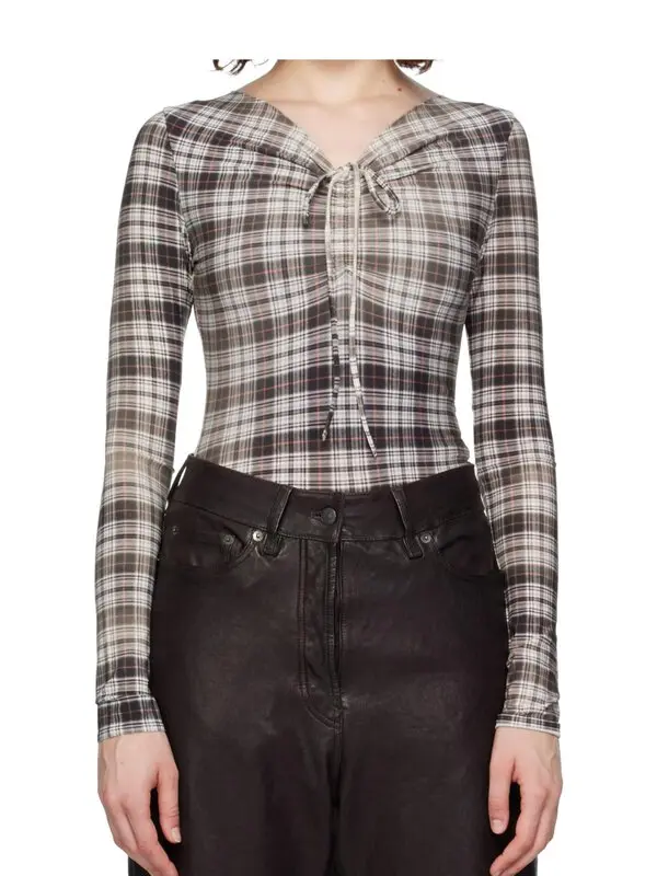 Acne Studios Check Patterned Ruched Top - Black