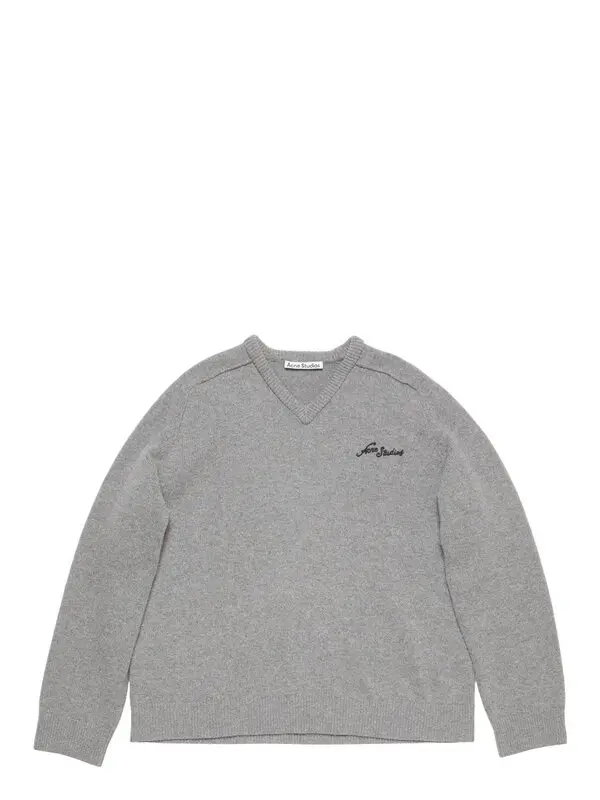Acne Studios V-neck Embroidered Jumper - Dark Gray