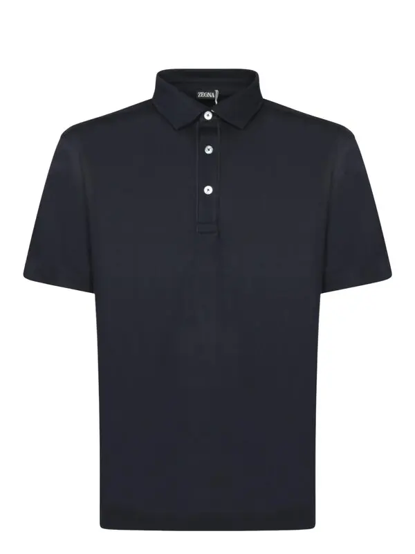 Zegna Short Sleeved Half-button Polo Shirt - Blue