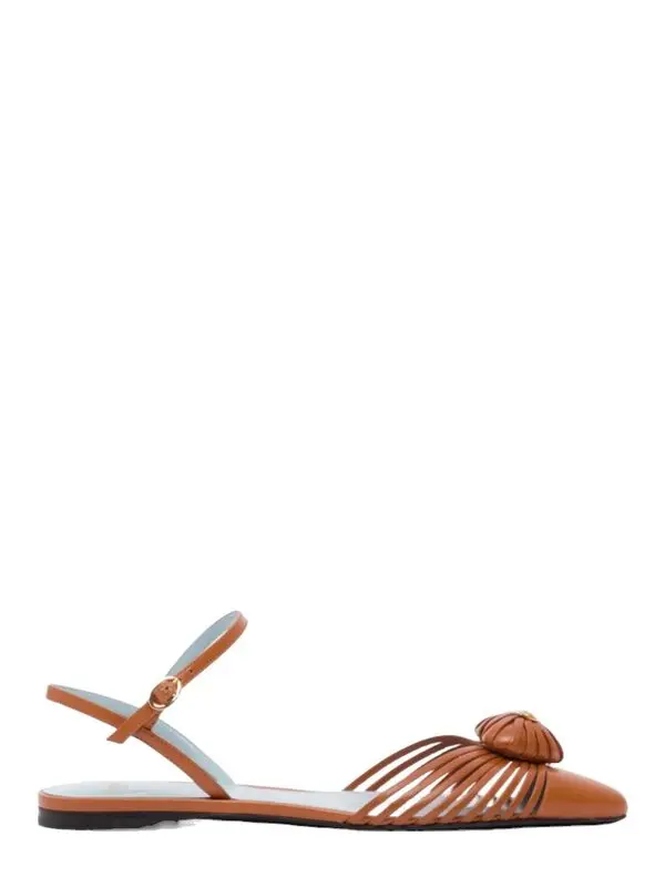 Valentino Garavani V-logo Signature Pointed Toe Flat Sandals - Brown
