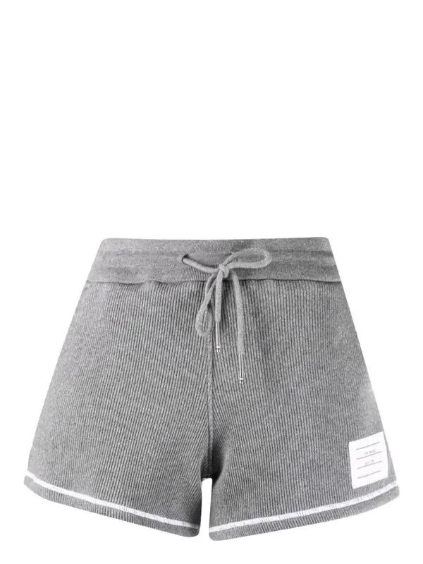 Thom Browne Loopback Cotton Knitted Shorts With Contrast Stitching - Medium Gray