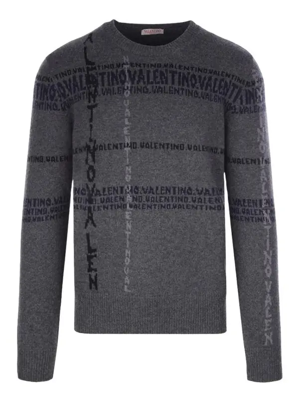 Valentino Garavani Intarsia-knit Logo Cashmere Jumper - Black