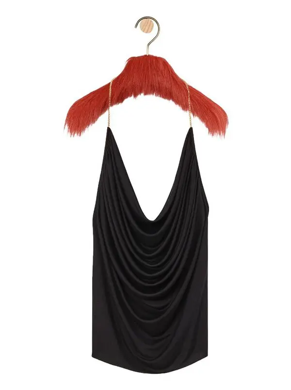 Loewe Chain Draped Silk Top - Black