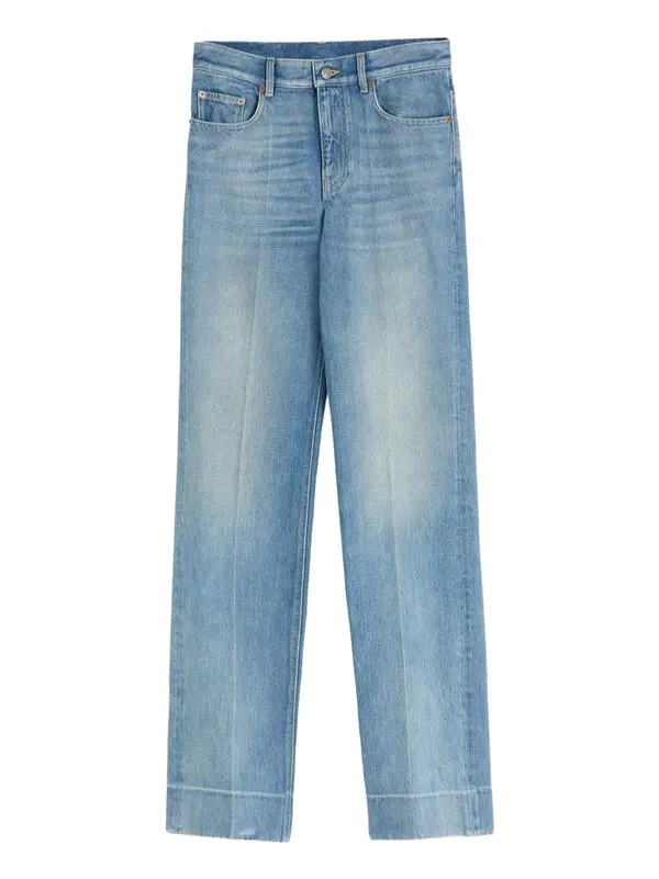 Valentino Garavani Logo Patch Straight Leg Jeans - Blue