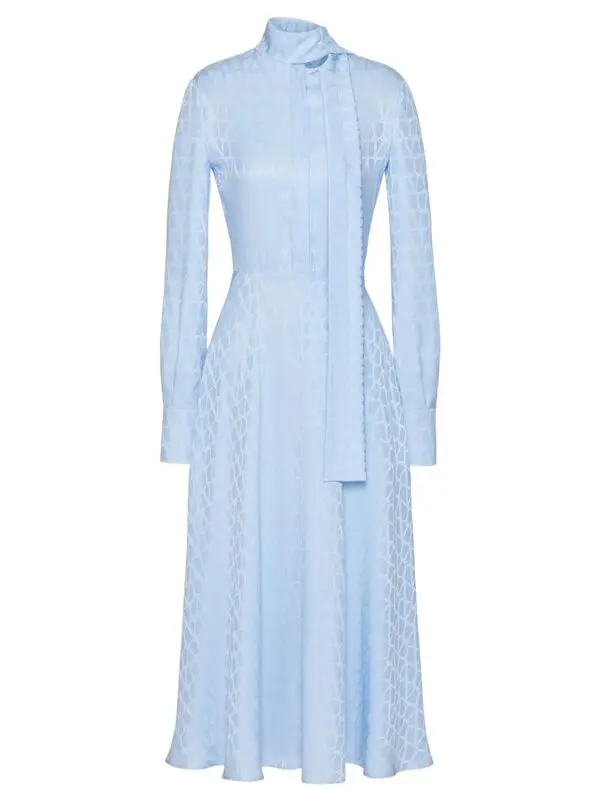 Valentino Garavani Toile Iconographe Long-sleeved Dress - Blue