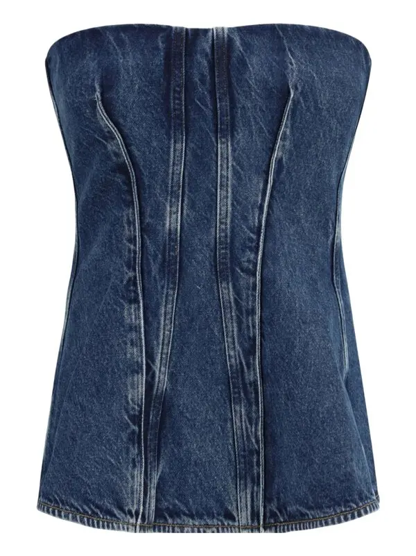 AGOLDE Lara Strapless Denim Top - Blue