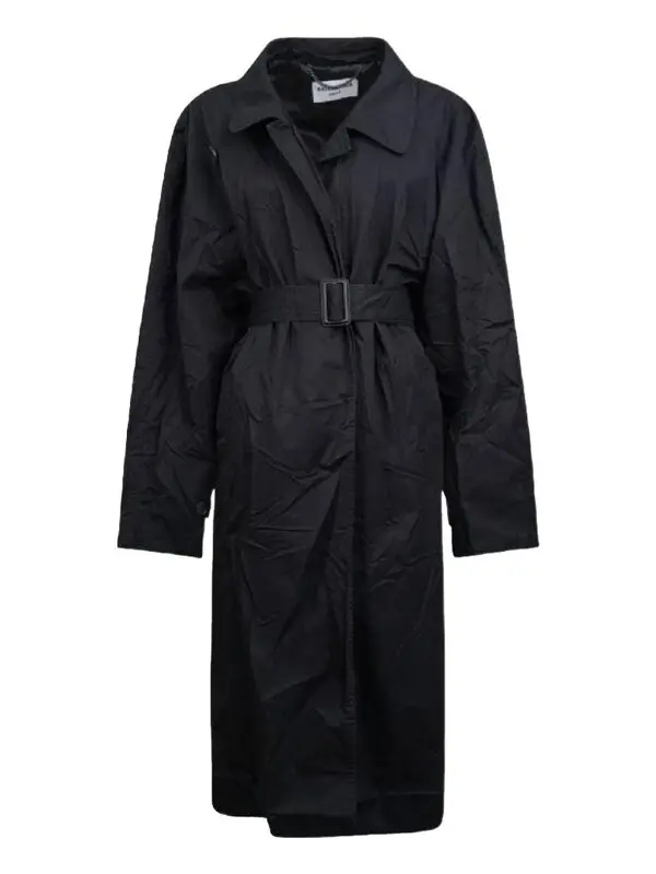 Balenciaga Belted Long-sleeved Coat - Black