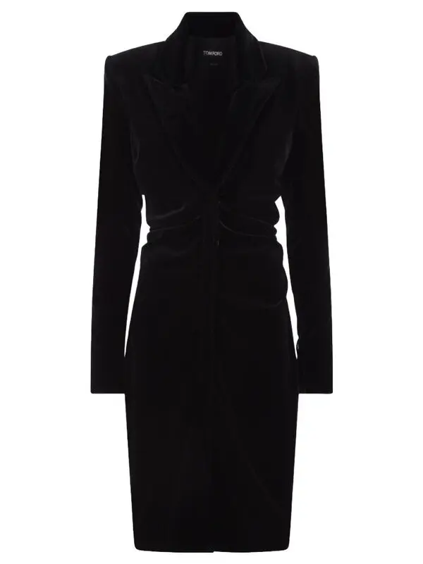 TOM FORD Velvet Plunge V-neck Midi Dress - Black
