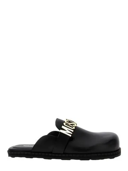 Moschino Lettering Sabots - Black