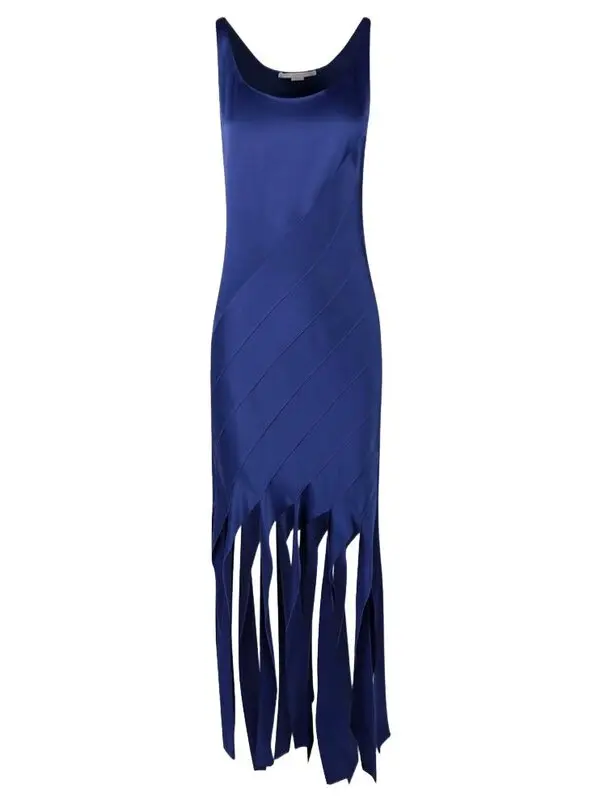 Stella McCartney Sleeveless Fringed Hem Dress - Blue