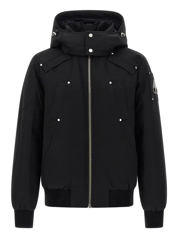 Moose Knuckles Hooded Down Jacket With Logo Detailing - Black