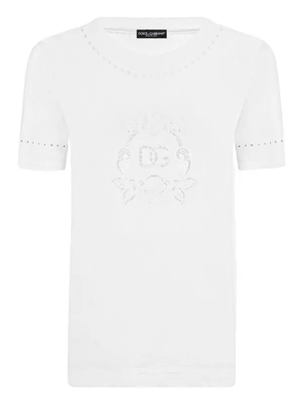 Dolce & Gabbana Dg Openwork Embroidery Jersey T-shirt - White