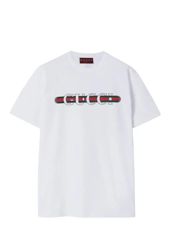 Gucci Logo Printed Crewneck T-shirt - White