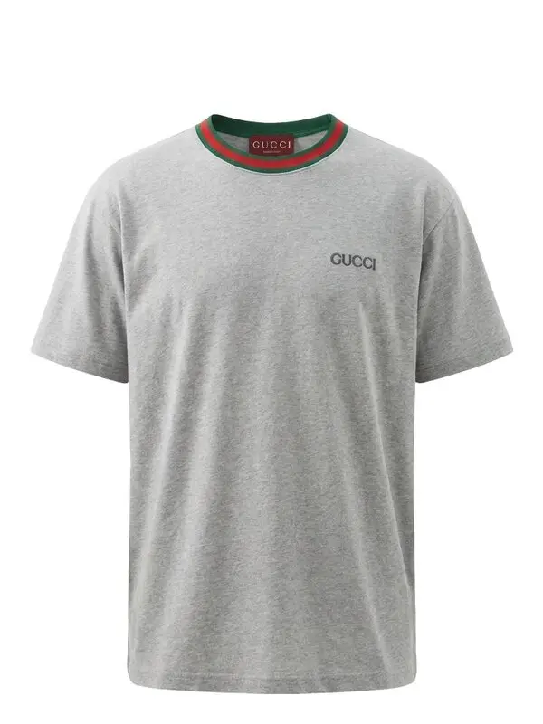 Gucci Web Detailed Jersey T-shirt - Grey
