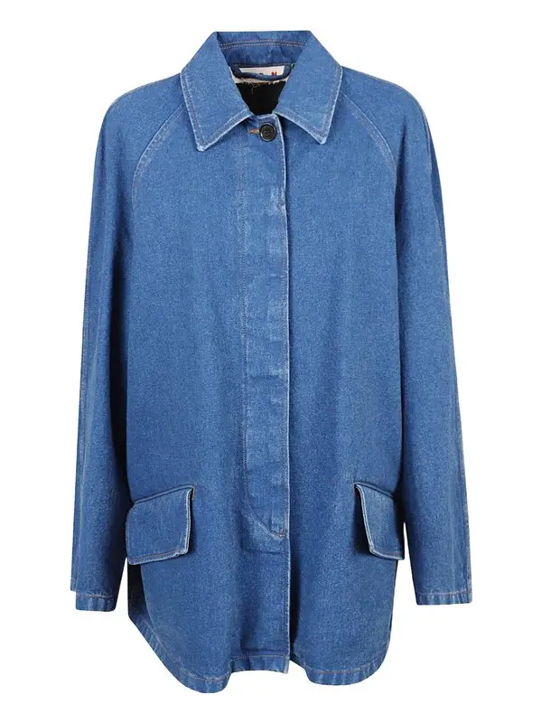 Marni Oversized Flap-pocket Denim Jacket - Ocean