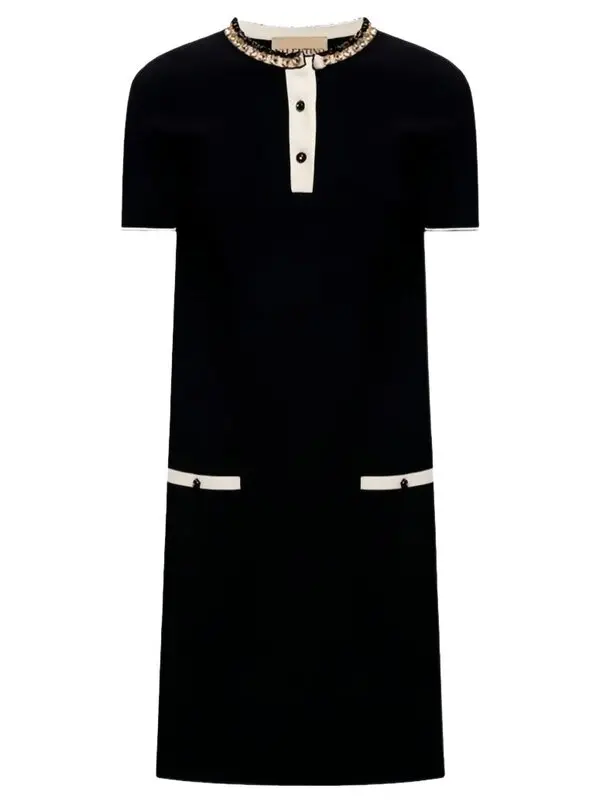 Valentino Garavani Embroidered Stretch Viscose Dress - Black