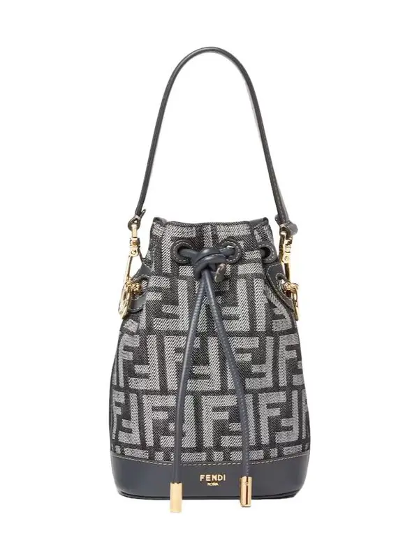 Fendi Mon Tresor Ff Jacquard Mini Bucket Bag - Blue