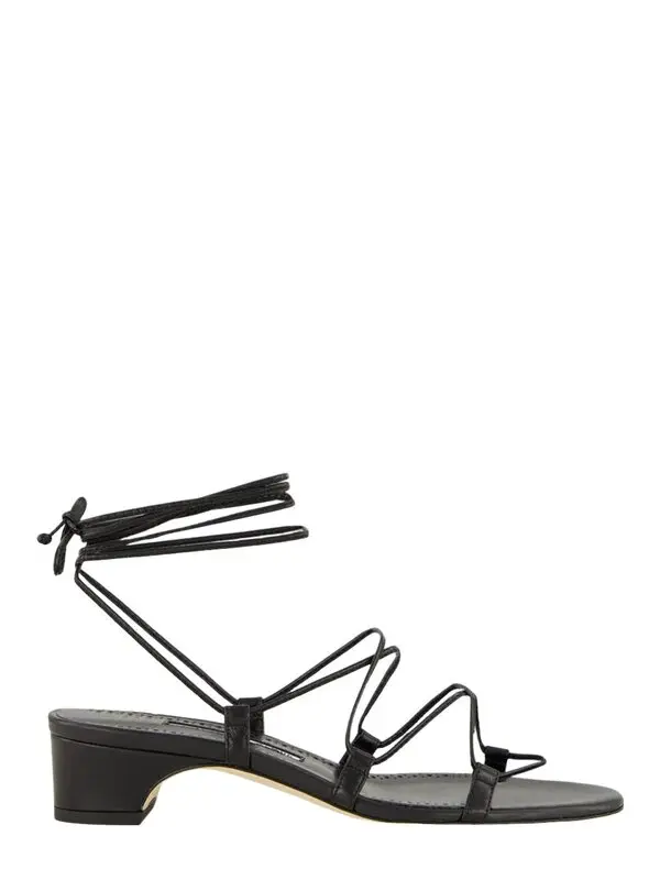 Manolo Blahnik Strappy Slingback Sandals With Tie Fastening - Black