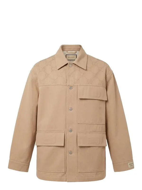 Gucci Gg Detail Denim Jacket - Nude