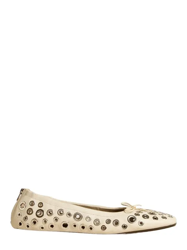 GOLDEN GOOSE Eyelets Detailed Flat - Nude