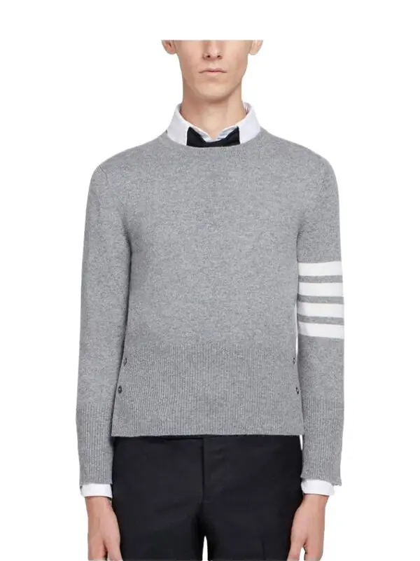Thom Browne 4-bar Knitted Jumper - Light Gray
