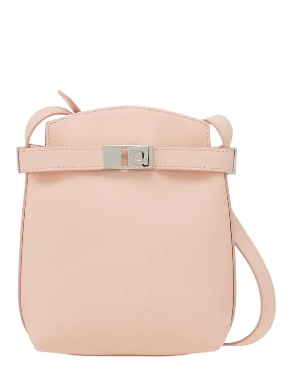 FERRAGAMO Gancini Buckle Shoulder Bag - Nude