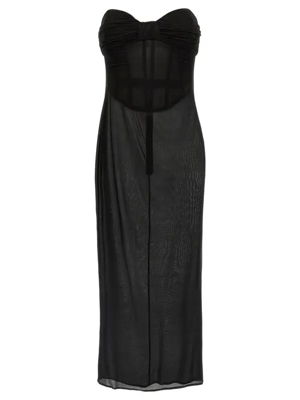 Magda Butrym Strapless Bustier Midi Dress - Black