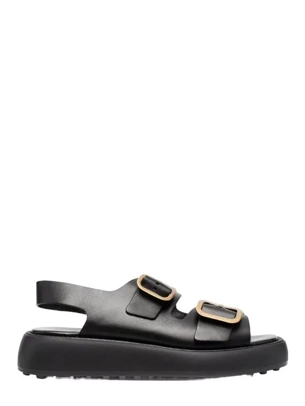 TOD'S Double Buckle Strap Sandals - Black