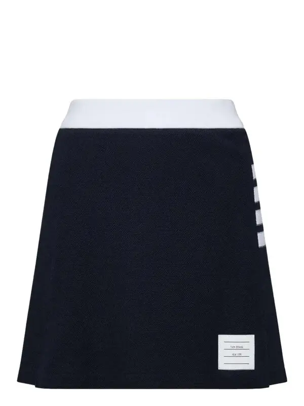 Thom Browne Pleated Mini Skirt With Four Bar Stripes - Black