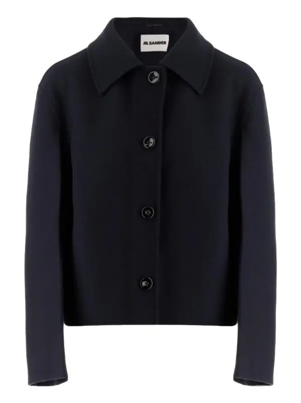 JIL SANDER Button-fastening Wool Coat - Blue