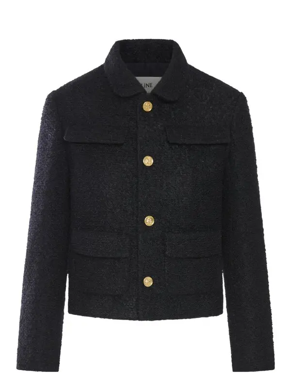 Celine Saint Germain Jacket In Bouclette Natt - Black